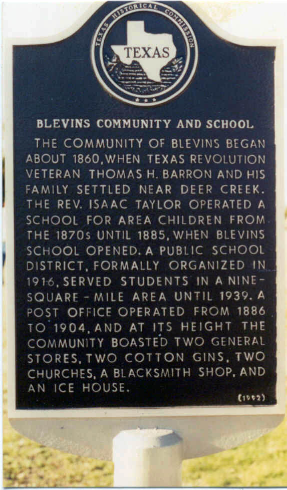 Blevins Community and School | Falls County, TXGenWeb