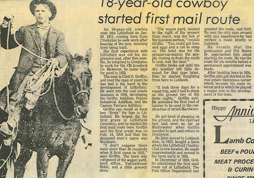 Clint O Griffin First Mail Carrier